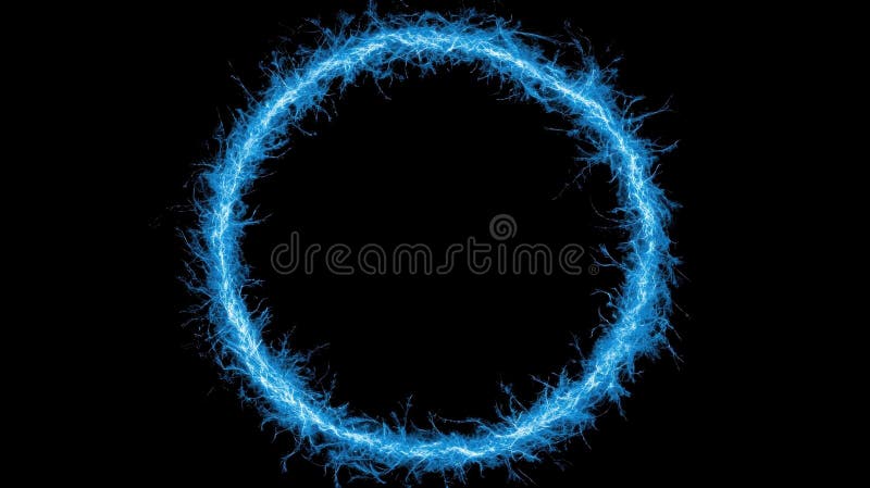 A Blue Circle of Energy Against a Black Background. Stock Image - Image ...