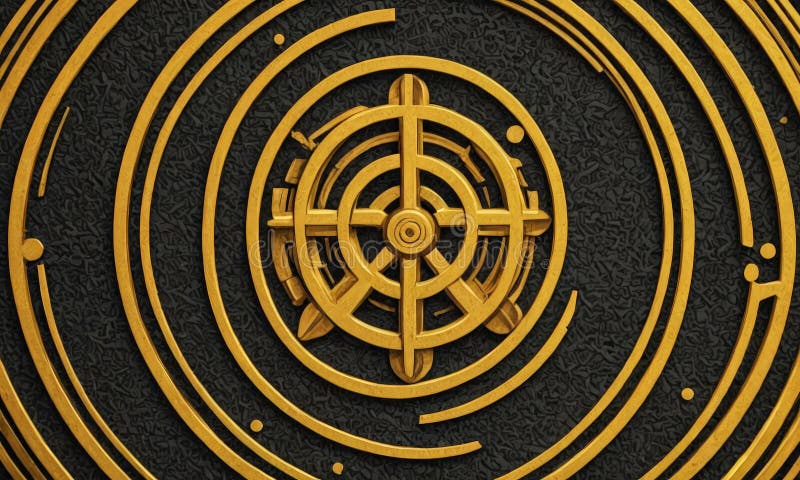 Golden Compass with Central Needle and Four Smaller Needles is ...