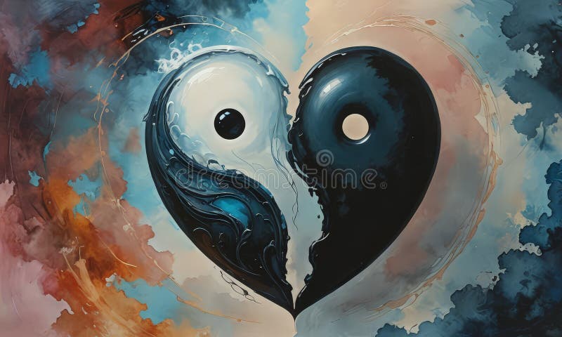 Heart-shaped Symbol with Two Contrasting Halves, One White and One ...