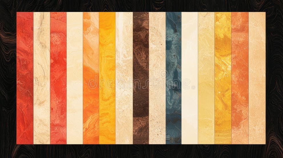 A Collection of Nine Vertical Stripes in Various Colors and Patterns ...