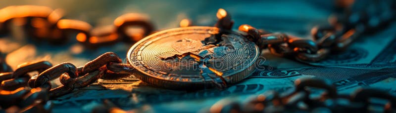 The Image Presents a Striking Visual Metaphor: a Broken Bitcoin Coin ...