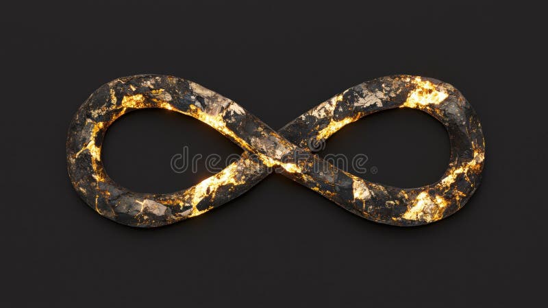 A Golden Infinity Symbol Against a Black Background. Stock Photo ...