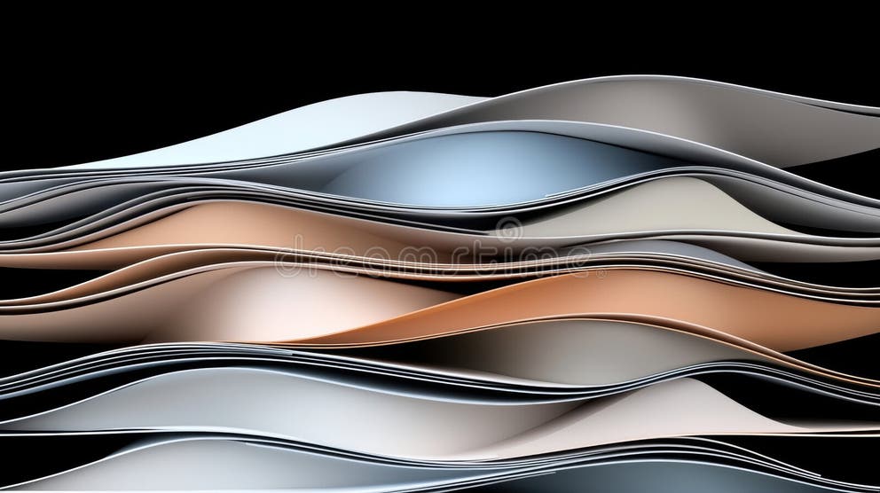 A 3D Rendering of a Stack of Curved, Overlapping Shapes in Various ...