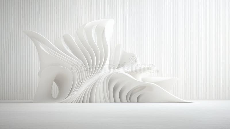 Abstract White Sculpture with Flowing Lines and Organic Shapes. Stock ...