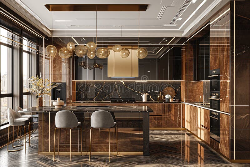 Sophisticated Art Deco Kitchen Stock Photo - Image of style, deco ...