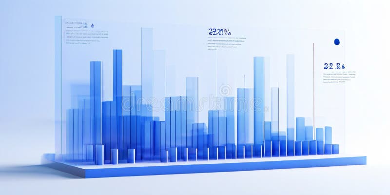 Futuristic Data: 3D Networked Bar Graph on Vibrant Blue Stock ...