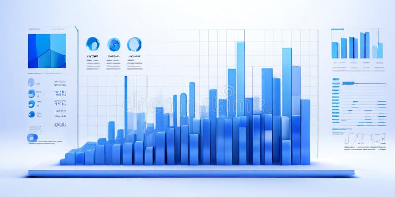 Futuristic Data: 3D Networked Bar Graph on Vibrant Blue Stock ...