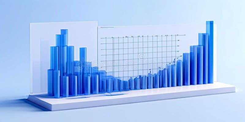 Futuristic Data: 3D Networked Bar Graph on Vibrant Blue Stock ...