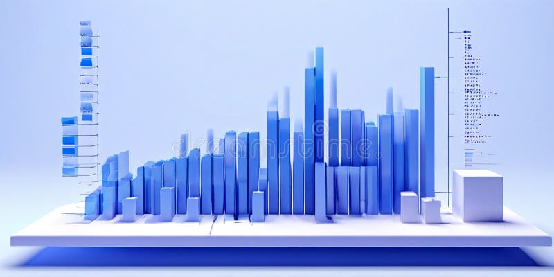 Futuristic Data: 3D Networked Bar Graph on Vibrant Blue Stock ...