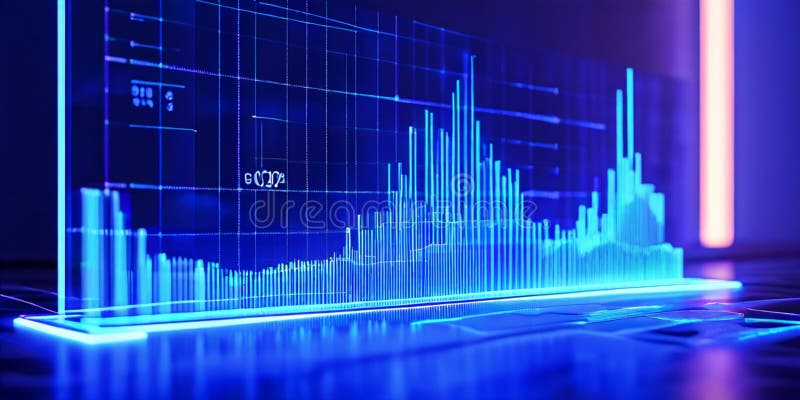 Futuristic Data: 3D Networked Bar Graph on Vibrant Blue Stock ...