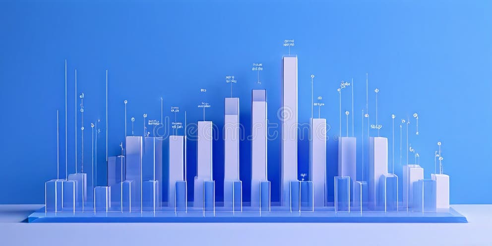 Futuristic Data: 3D Networked Bar Graph on Vibrant Blue Stock ...