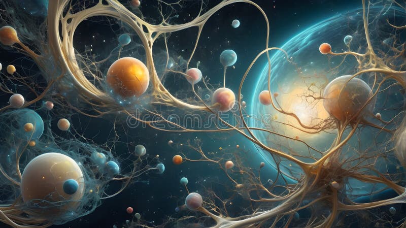 Interconnected Multiverse with Glowing Spheres in Cosmic Space Stock ...