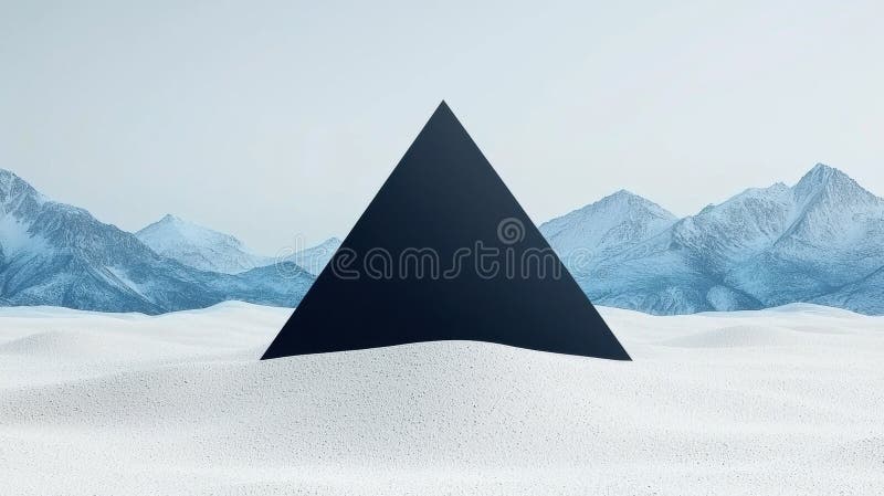 A Black Triangle Sits Atop a Snowy Mountain, with a Clear Blue Sky and ...