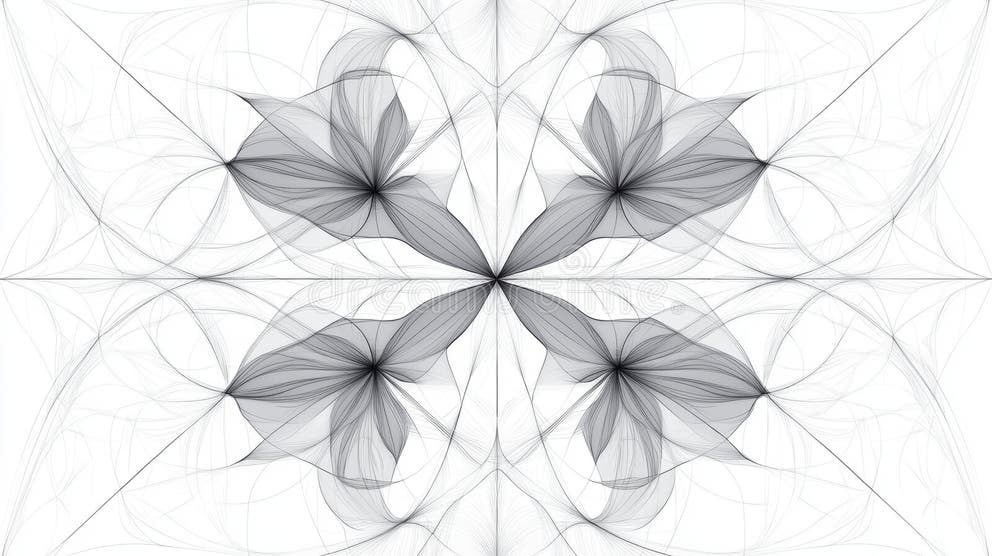 A Symmetrical, Abstract Design Composed of Thin, Curved Lines Forming a ...