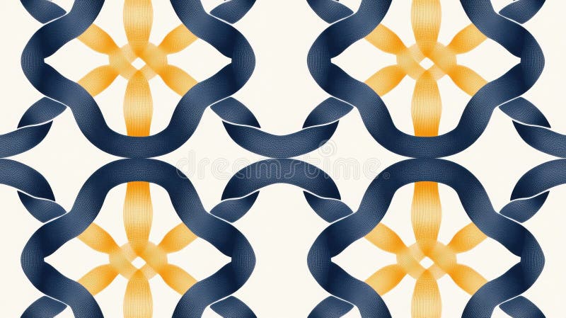 A Repeating Pattern of Blue and Yellow Ribbons Forming a Diamond Shape ...