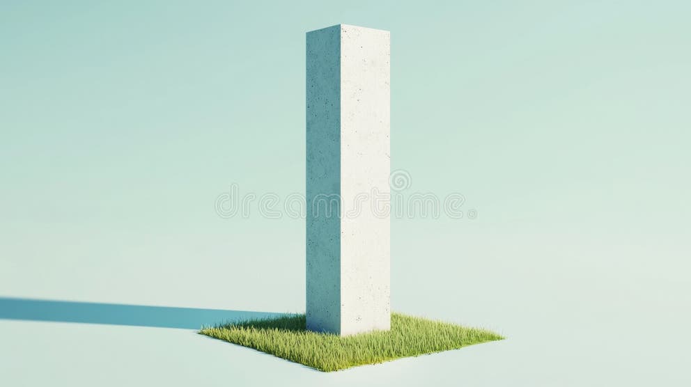 A Tall, White, Rectangular Pillar Stands on a Patch of Grass Against a ...