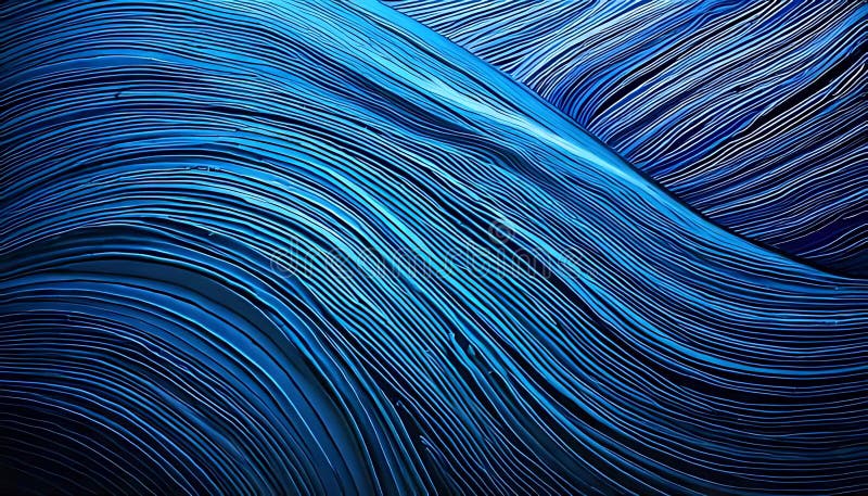 The Image Presents a Textured, Flowing, Pattern of Blue Curved Lines ...