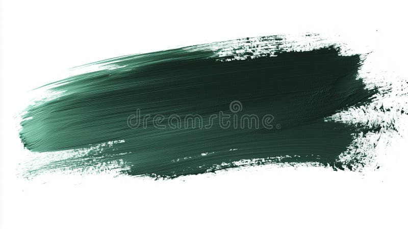 Isolated Thick Brushstroke of Deep Green Paint on White Background ...