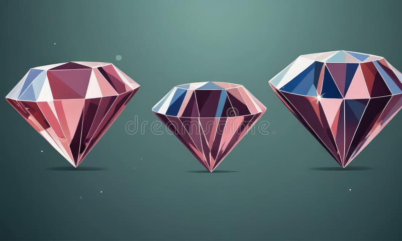 Three Diamonds Varying Sizes and Shapes are Arranged in Row Against ...