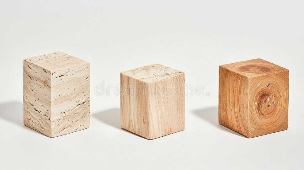 Three Cubes of Different Materials and Shapes. Stock Photo - Image of ...