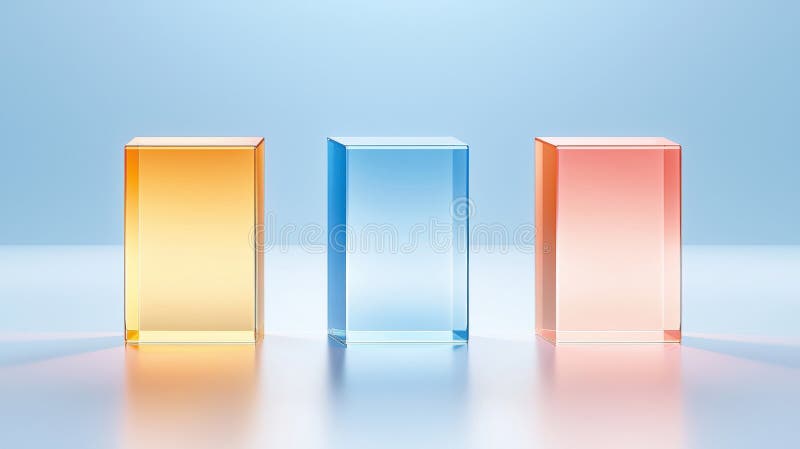 Three Cubes of Different Colors Stand Upright Against a Light Blue ...
