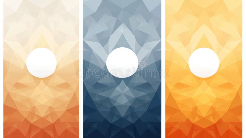 A 3x3 Grid of Abstract Geometric Designs in White, Blue, and Orange ...