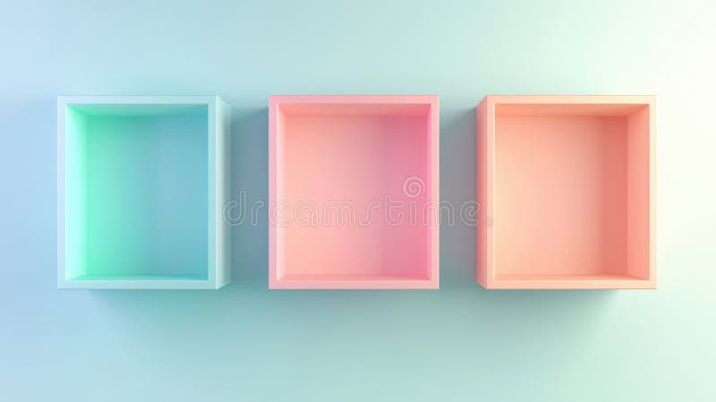 Three Empty Square Boxes Pastel Colors Stock Photos - Free & Royalty ...
