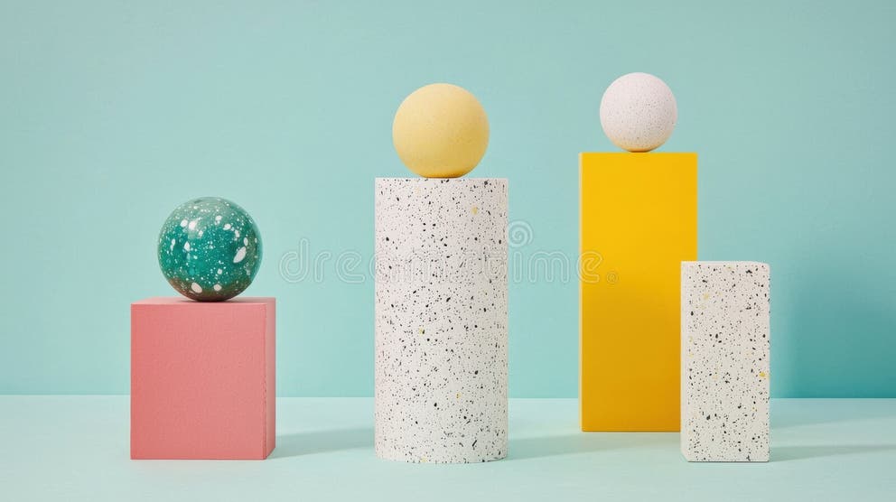 A Trio of Spheres on a Blue Background. Stock Photo - Image of trio ...