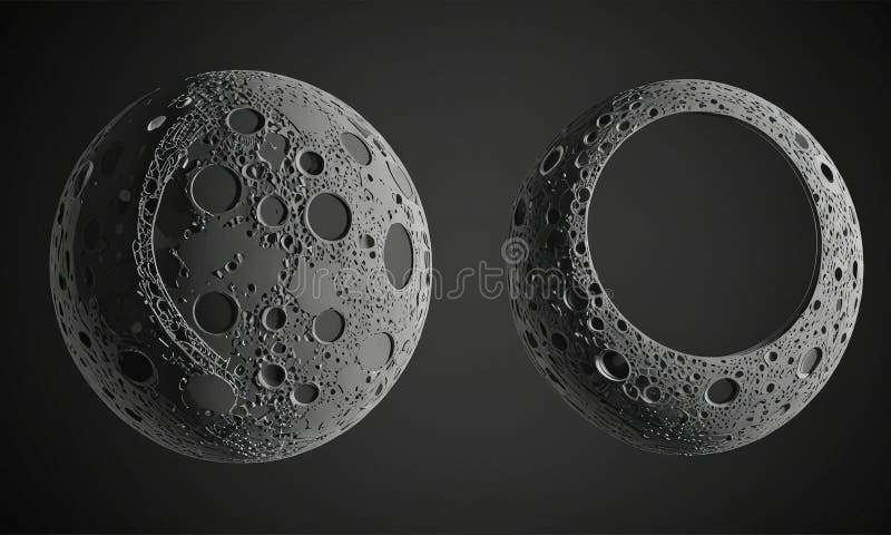 Two 3D Models Moon, One with Visible Surface and the Other with Hole ...