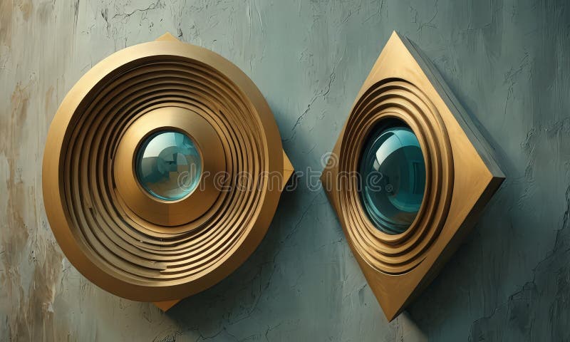 Two Golden-colored Circular Objects with Blue-tinted Lenses are Mounted ...