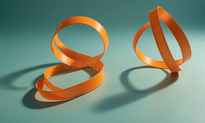 Two Orange Ribbons, One Twisted and One Straight, are Arranged ...