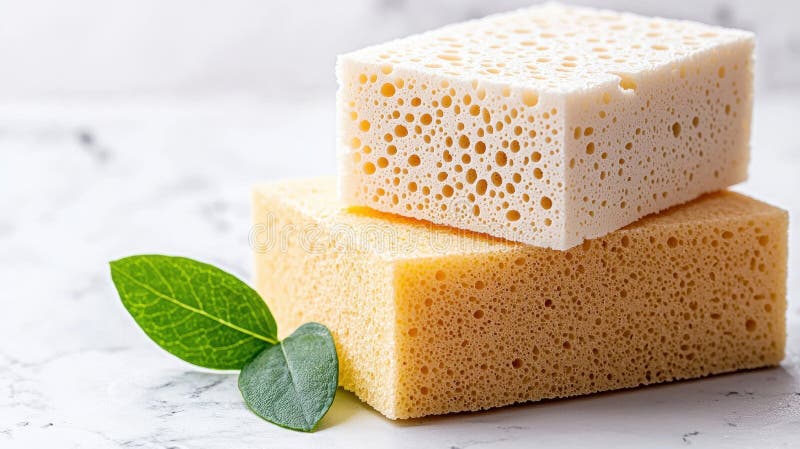 Two White Sponge with Holes on Top of Each Other. Stock Image - Image ...