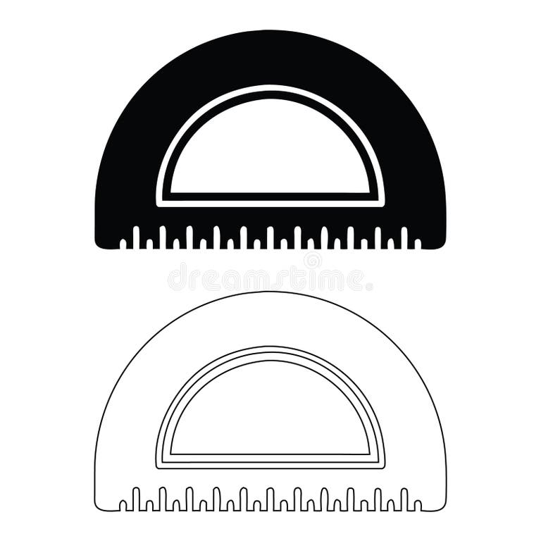 Black and White Semicircle Protractors Measurement Scales Graphic ...