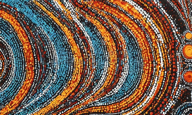 Abstract Painting Features Vibrant Array Curved Lines in Shades Blue ...