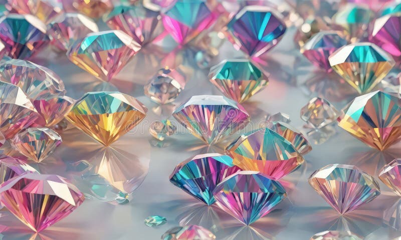 Vibrant Array Multicolored Diamonds, Each with Unique Shapes and Sizes ...