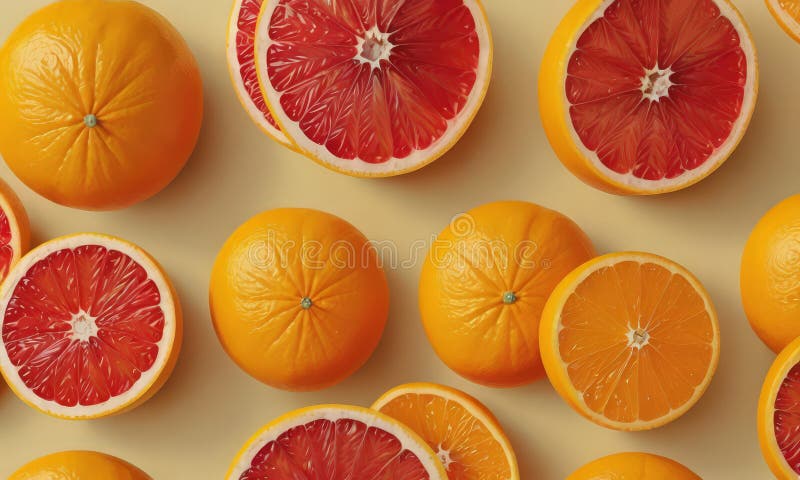 Collection Sliced Blood Oranges Arranged in Grid-like Pattern, with ...