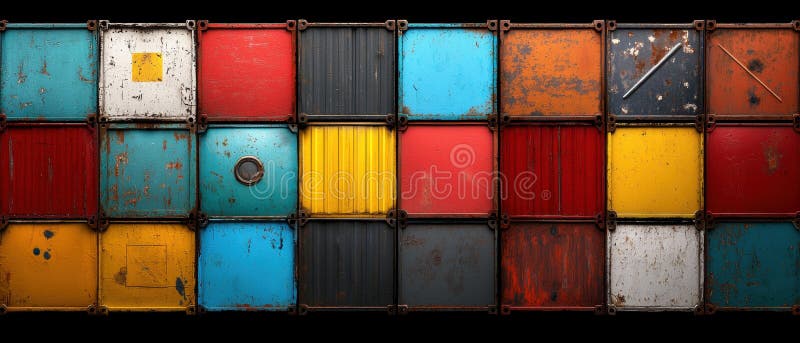 A Collection of Colorful Shipping Containers Arranged in a Grid. Stock ...