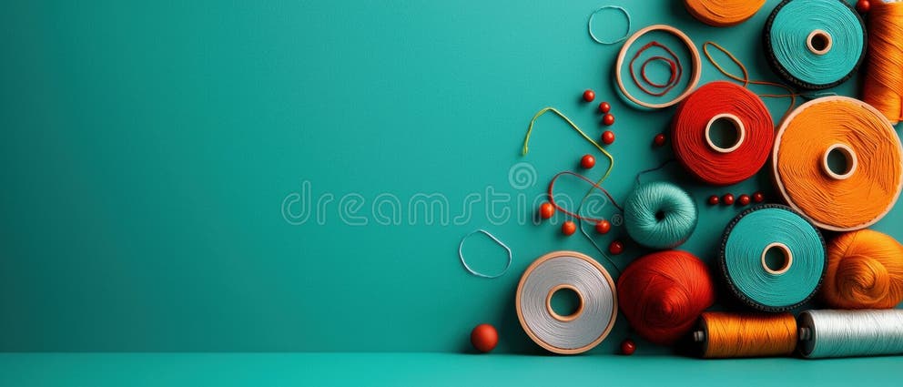 A Collection of Colorful Spools of Thread and Yarn Arranged in a ...