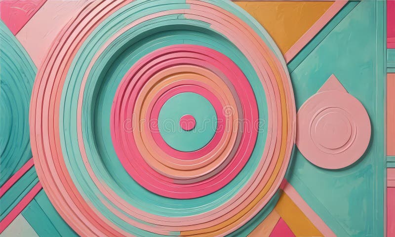 Vibrant Abstract Composition Features Concentric Circles in Pink, Blue ...