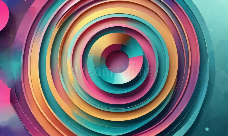 Vibrant Abstract Composition Features Concentric Circles in Various ...