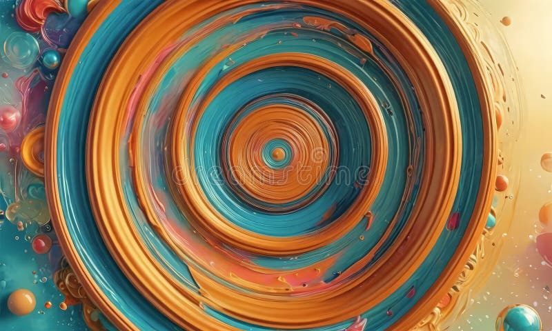 Vibrant Abstract Composition Features Concentric Circles in Blue ...