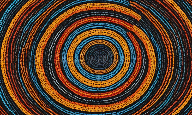 Vibrant Abstract Pattern Concentric Circles in Orange, Blue, and Black ...