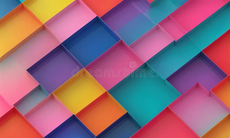 Vibrant Abstract Pattern Overlapping Diamond-shaped Panels in Various ...