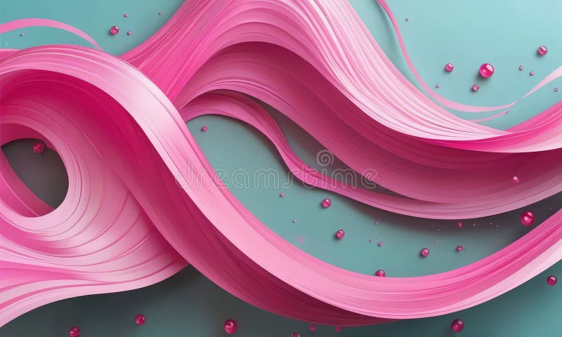 Digital Pink Wave-like Shape with Scattered Small Pink Dots, Set ...