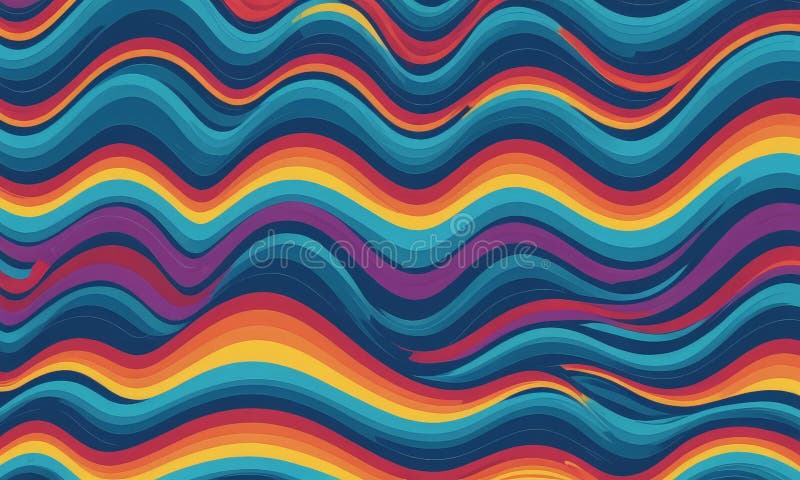 Vibrant Abstract Pattern Wavy Lines in Various Shades Blue, Orange ...