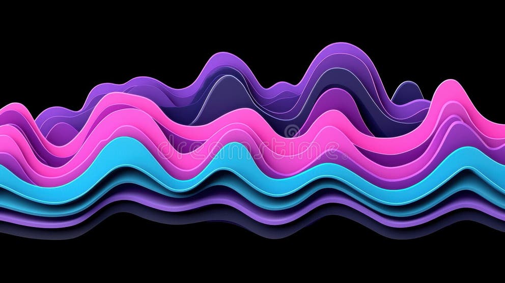 A 3D Rendering of a Wave-like Pattern in Pink, Blue, and Purple. Stock ...