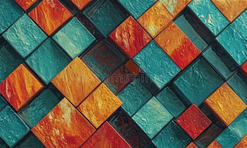 Vibrant Abstract Pattern Overlapping Orange, Blue, and Red Squares ...