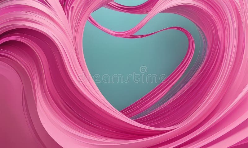 Vibrant Pink Heart-shaped Wave, with Blue Background, Creates Dynamic ...
