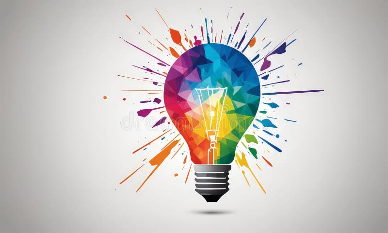 Vibrant, Multicolored Light Bulb with Geometric Pattern Radiates Light ...