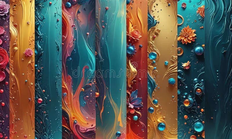 Vibrant Abstract Composition Features Vertical Columns in Blue, Orange ...